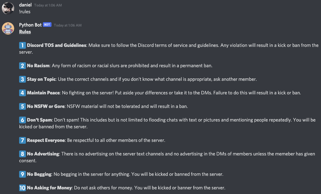 Github Imdanieljiangpythonbot A Discord Bot Created In Python Along With The Discord Api 6674