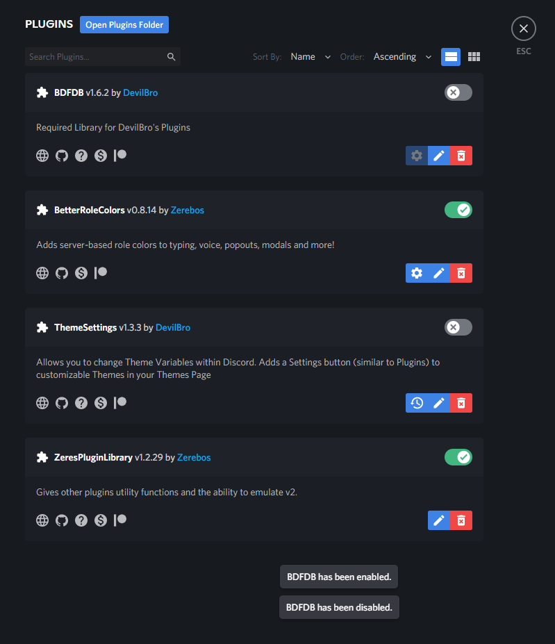 [BUG] - BDFDB won't disable when I want it to. · Issue #806 · mwittrien/BetterDiscordAddons · GitHub