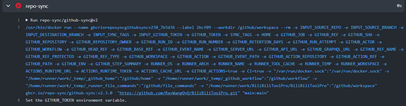 repo sync运行失败 · Issue #102 · RayWangQvQ/BiliBiliToolPro · GitHub