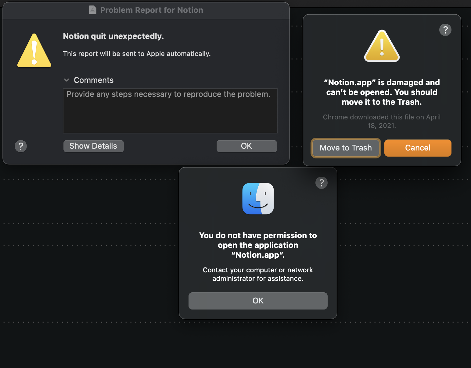 Notion enhancer won't install "you do not have permission" or "files don't exist" or "app is ...