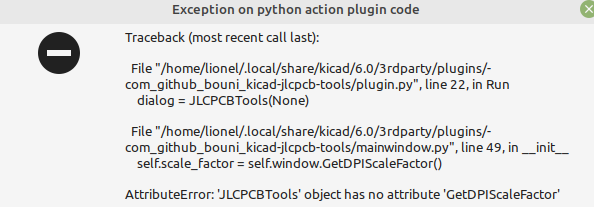 Error: "Exception on python action plugin code" · Issue #118 · Bouni/kicad-jlcpcb-tools · GitHub