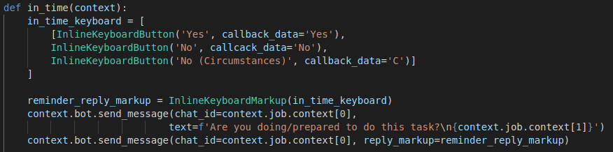 Function Executed By Jobqueue Doesnt Send Inline Keyboard To A User · Python Telegram Bot