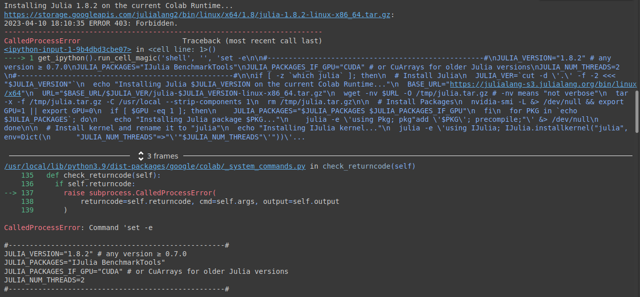 Julia cannot be installed · Issue #3573 · googlecolab/colabtools · GitHub