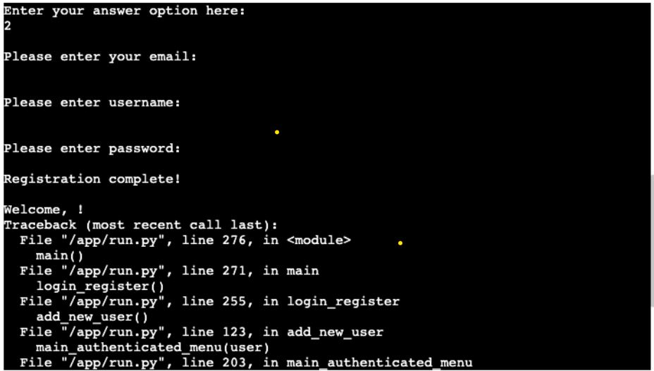 No validation on user input during registration process - no username validation · Issue #3 ...
