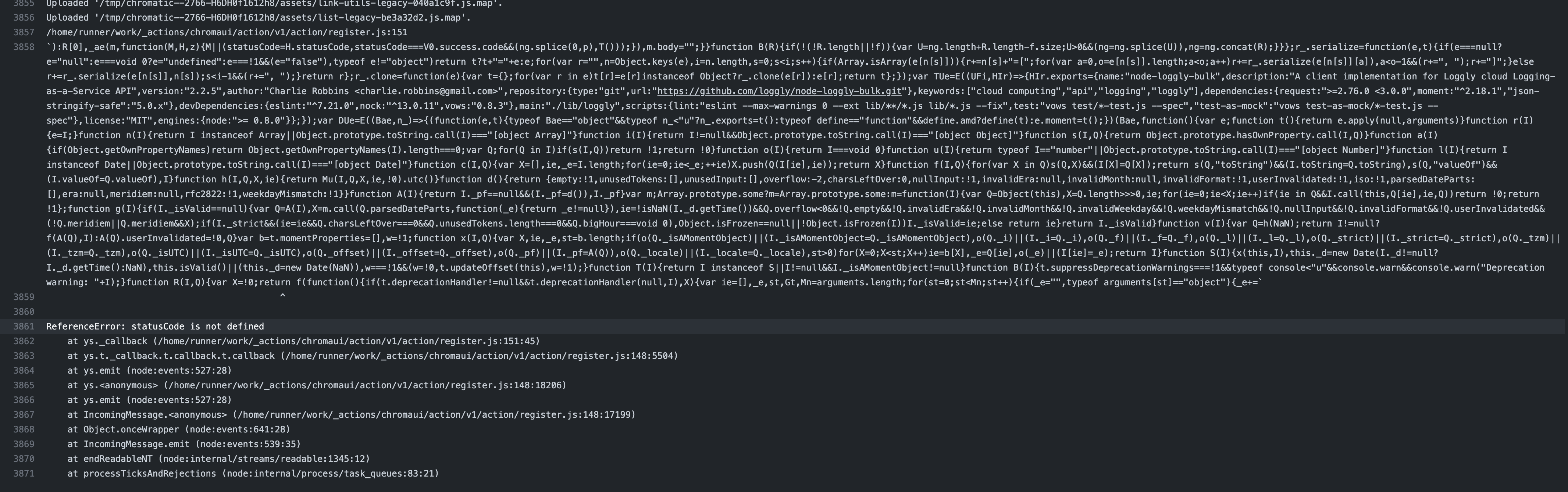 Github Action throws `statusCode is not defined` · Issue #771 · chromaui/chromatic-cli · GitHub