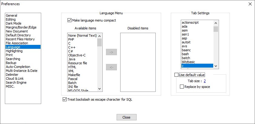 Checking or unchecking "Use default value" for tab settings doesn't ...
