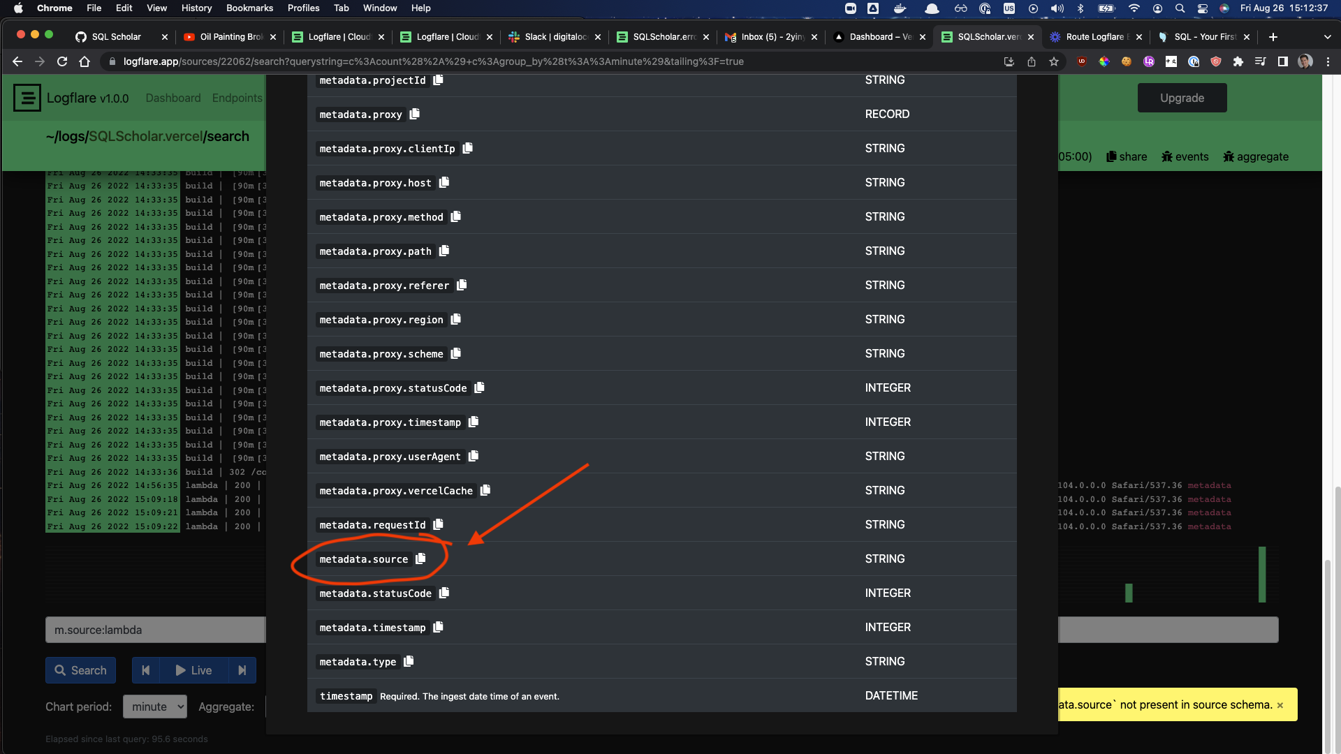 Logflare says none of my schema fields exist · Issue #1159 · Logflare/logflare · GitHub