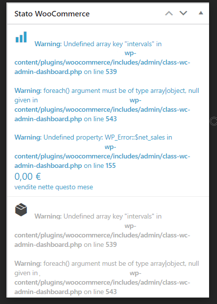 PHP Errors on dashboard widget, doesn't display total sales from the last update · Issue #31306 ...
