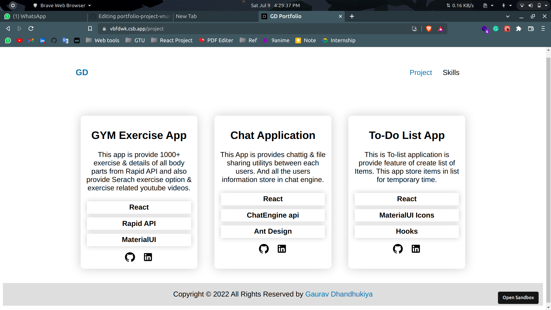 portfolio-project - Codesandbox