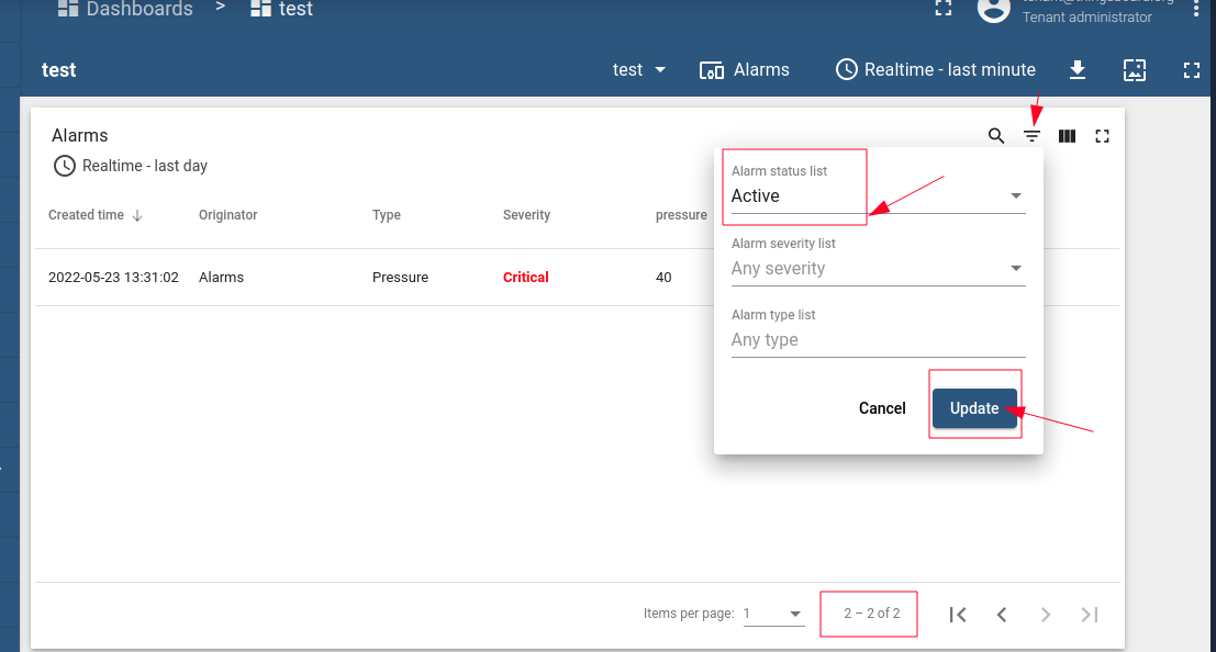 [Bug] Alarm widget - bugs with alarm filter and alarm sources entity with the same key · Issue ...