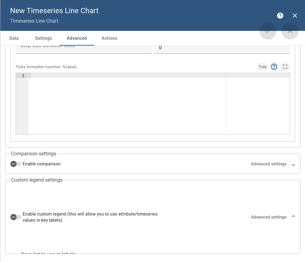 [Bug] Widgets. Timeseries Line Chart widget. Custom legend settings. The menu has moved beyond ...