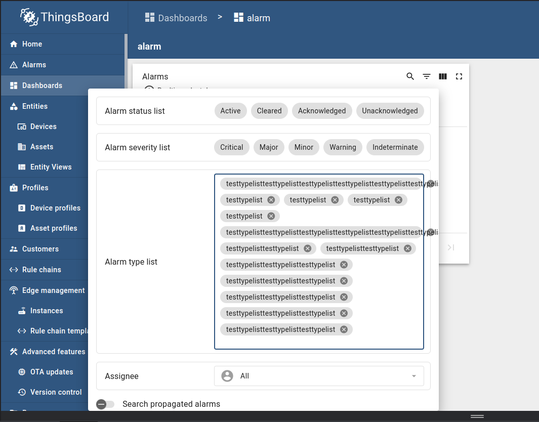 [Bug] Alarm filter panel · Issue #8986 · thingsboard/thingsboard · GitHub