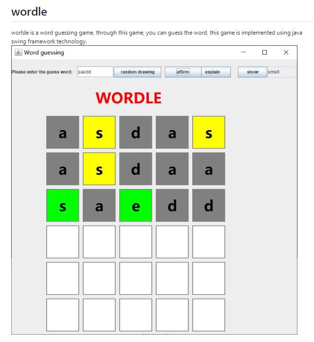 GitHub - 1252903733/Java-Swing-Wordle: The wordle guessing game, which ... GitHub - 1252903733/Java-Swing-Wordle: The wordle guessing game, which ...