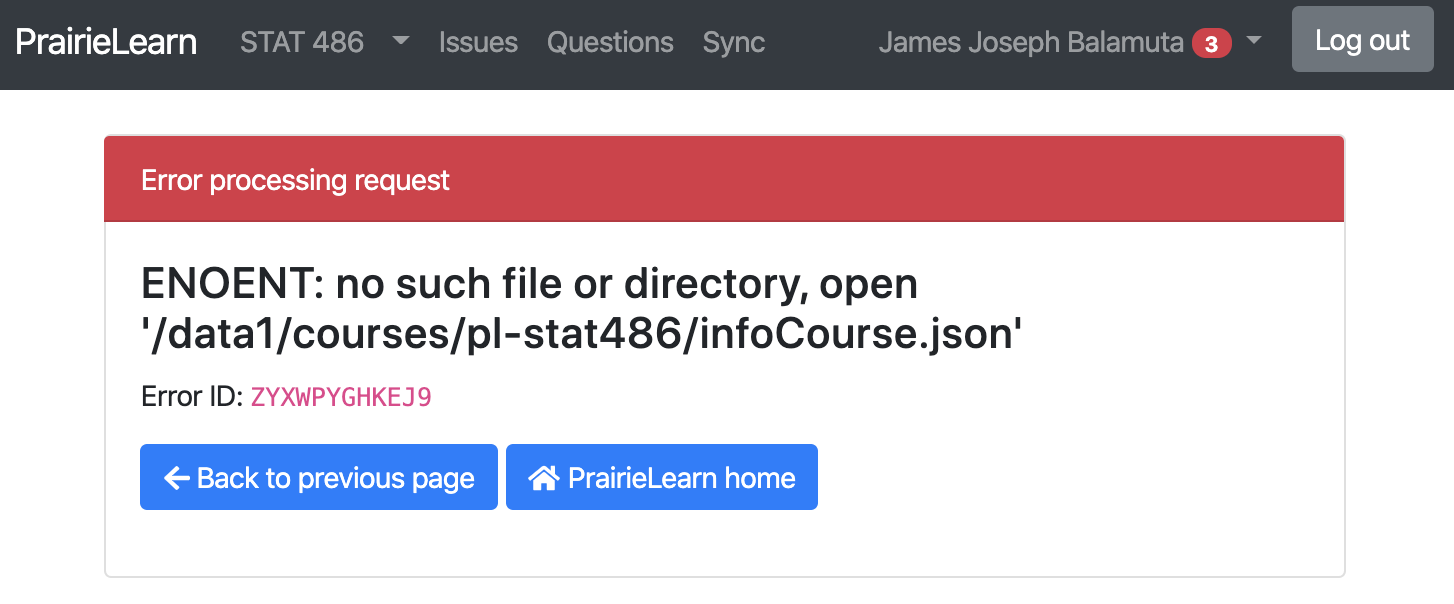 Inbrowser editor failure on new course creation · Issue #2006 · PrairieLearn/PrairieLearn · GitHub