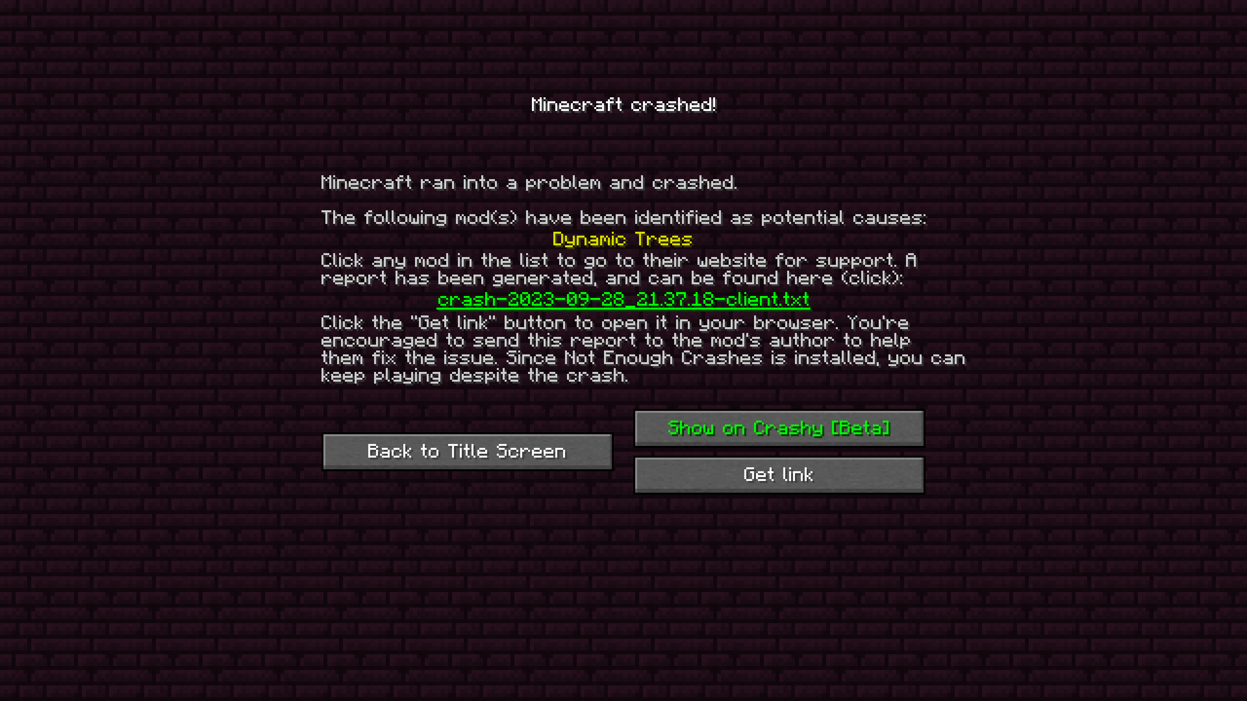 [Forge 1.19.2] Client crashes when landing on DT leaves with canopyCrash = true in server config ...