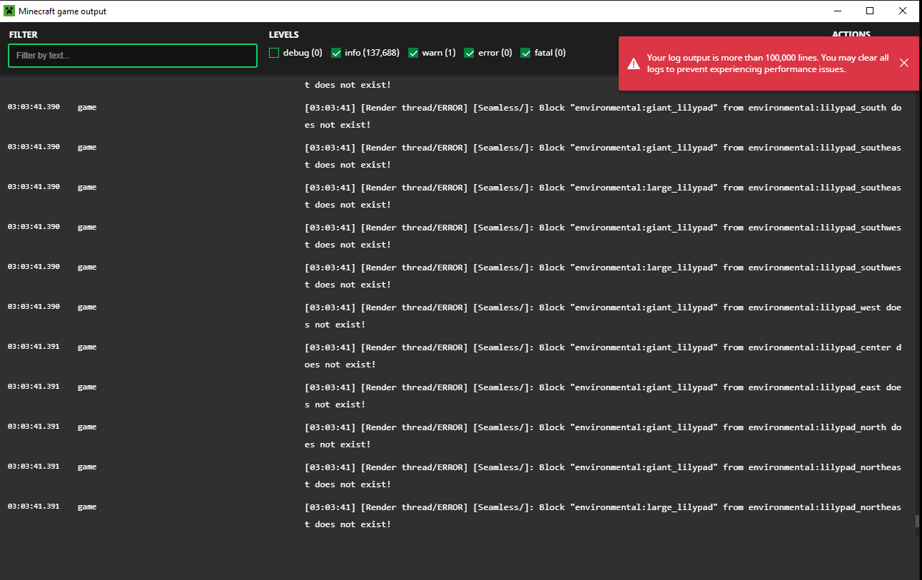 Bug Only Working On Server After Loading Singleplayer First Ongoing Log Spam After Loading 