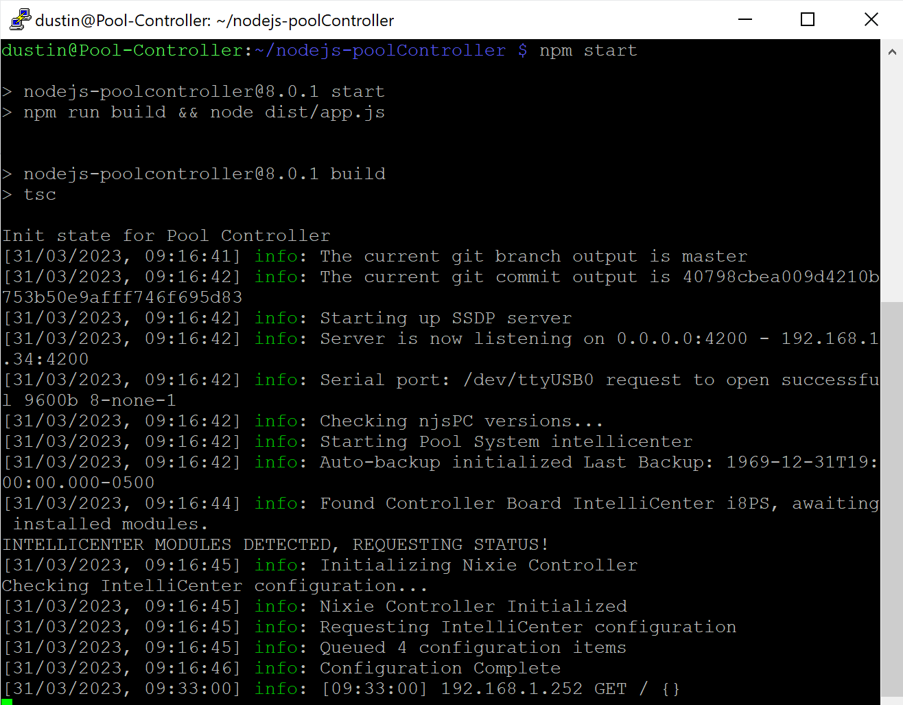 Hung On Configuration Complete · Tagyoureit Nodejs Poolcontroller · Discussion 705 · Github