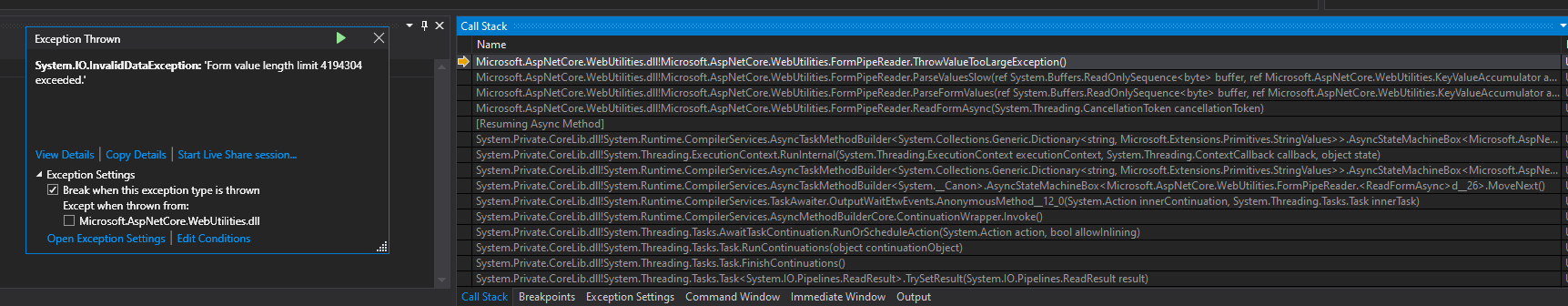 InvalidOperationException on POST of form with large data · Issue #38462 · dotnet/aspnetcore ...