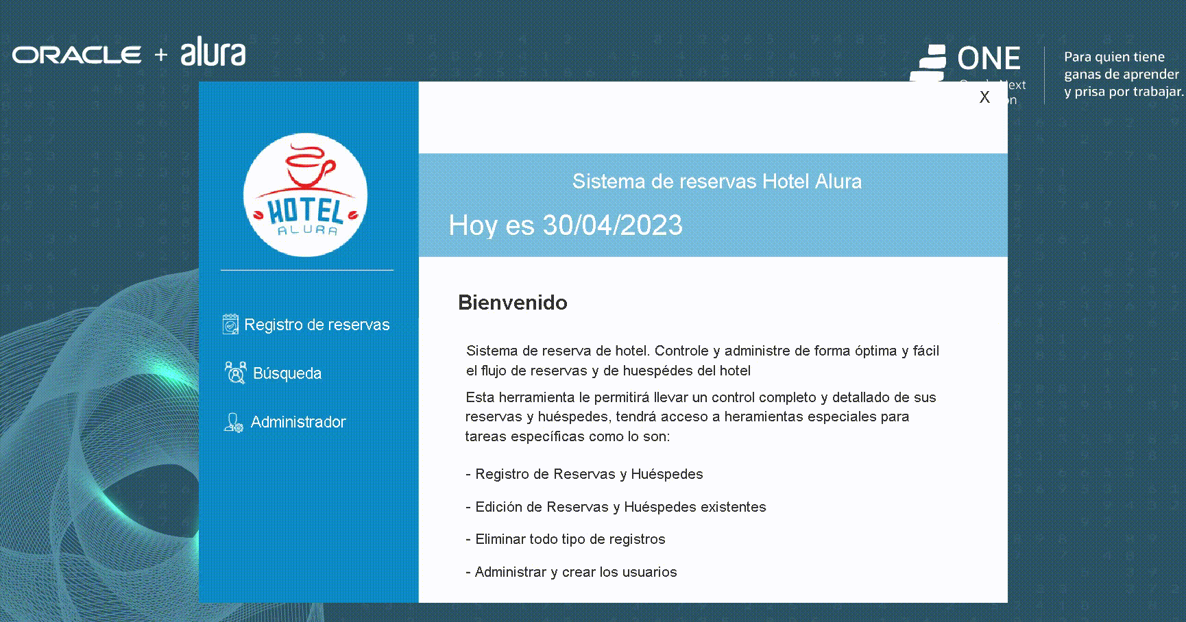 GitHub - ccriollohuaman/challenge-hotel-ONE: Challenge de Alura Latam para el programa ONE donde ...