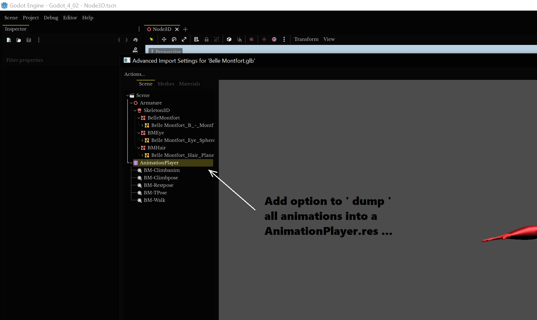 Add feature to new import window to save all animations in an AnimationPlayer node . . · Issue ...