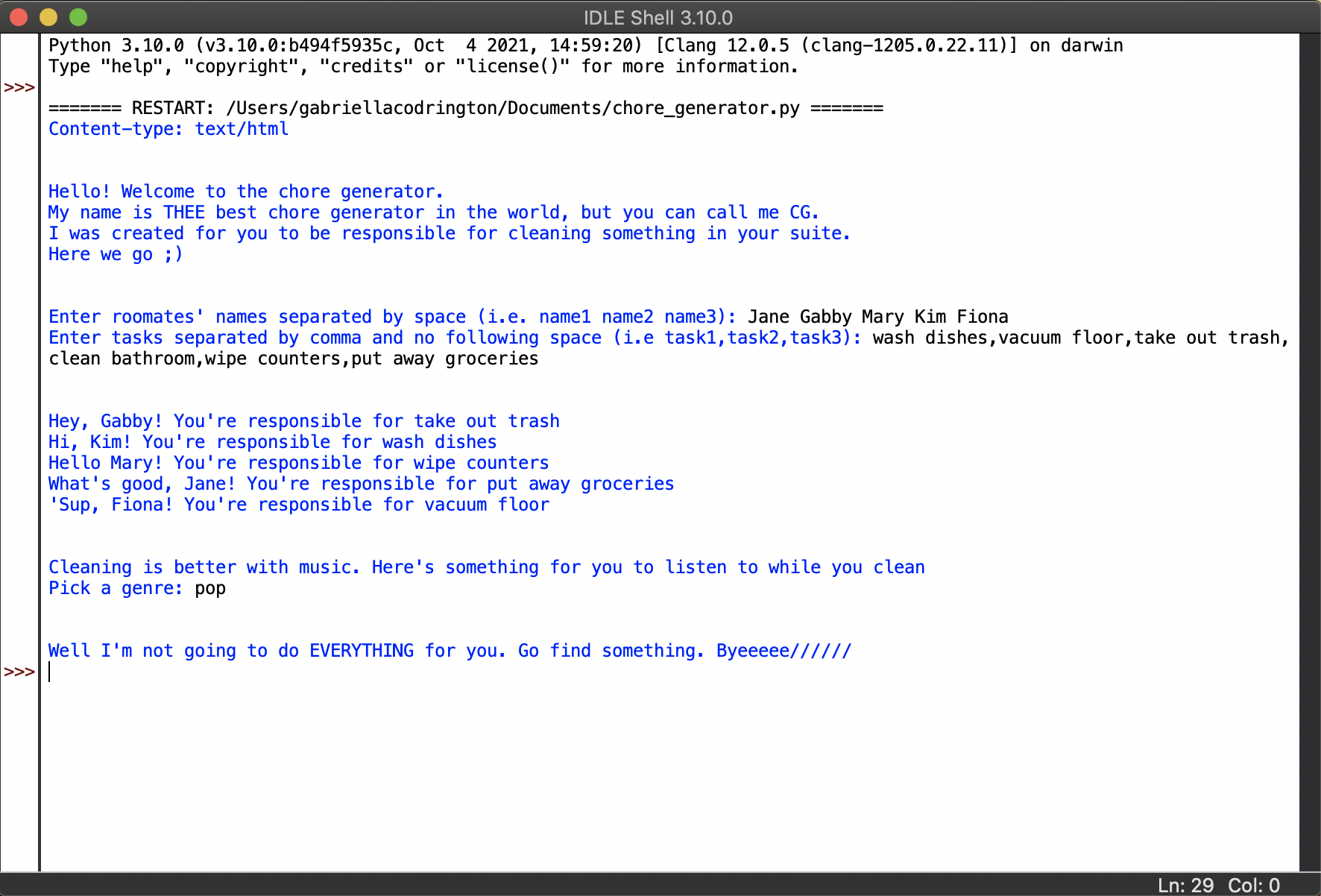 GitHub - gabriella-codrington/Chore-Generator