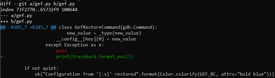 Loading settings for custom commands fails · Issue #265 · hugsy/gef · GitHub