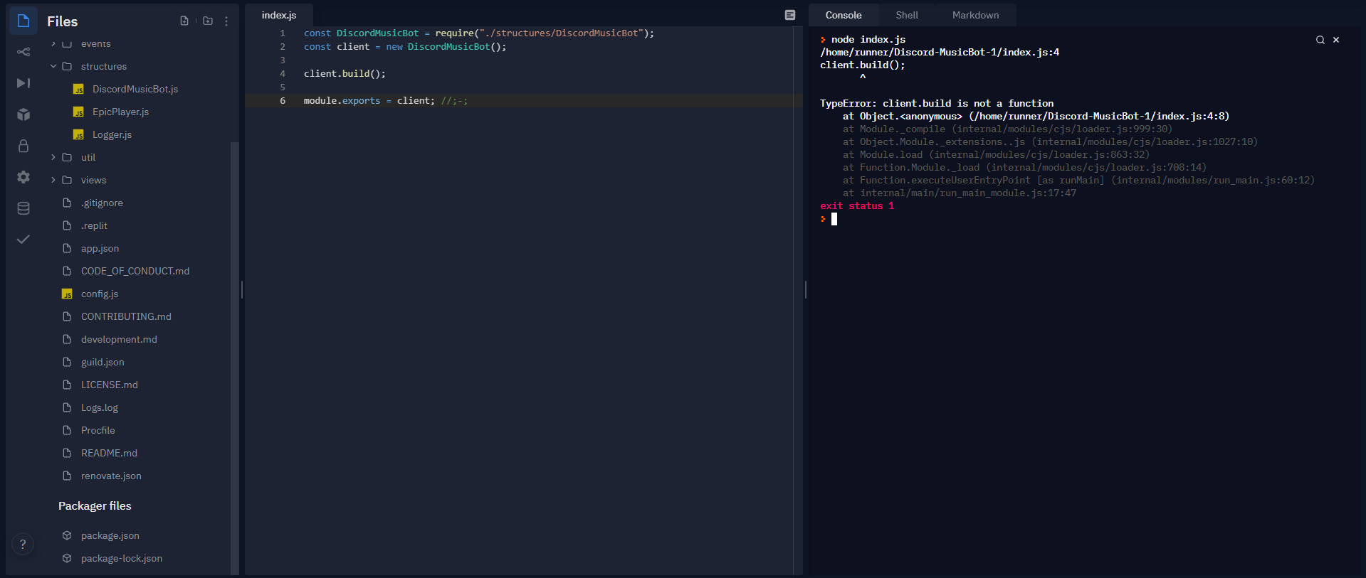 Can't start the bot : client.build() is not a function. · Issue #329 ...