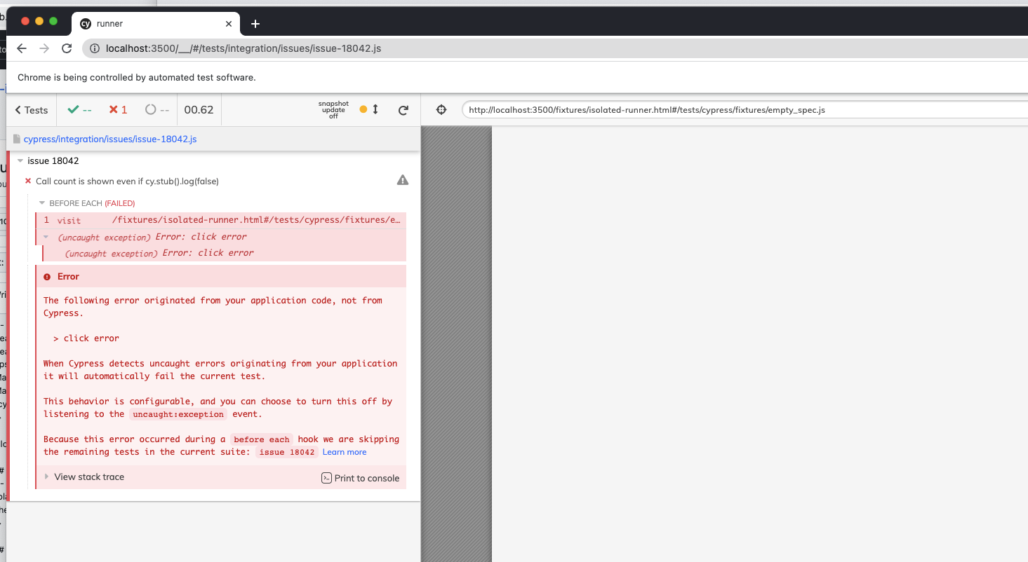 Uncaught exceptions from internal Cypress displaying in the Command Log ...