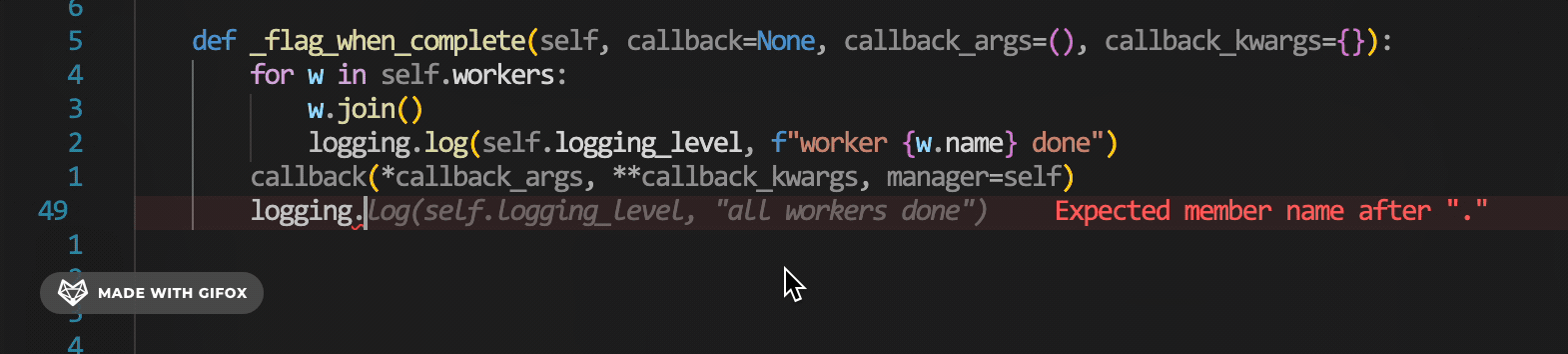 If Intellicode Whole Line Completions are displayed, the suggestions ...