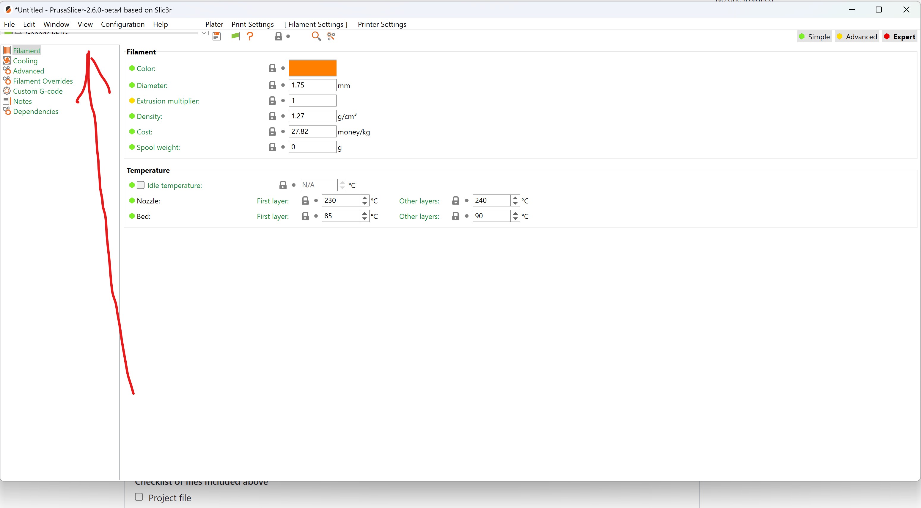drop box in filament settings to small · Issue #10746 · prusa3d/PrusaSlicer · GitHub