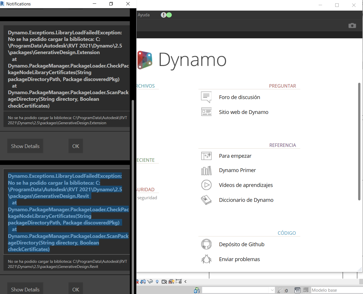 Informe de conflictos de Dynamo 2.5.0.7460 · Issue #11654 · DynamoDS/Dynamo · GitHub