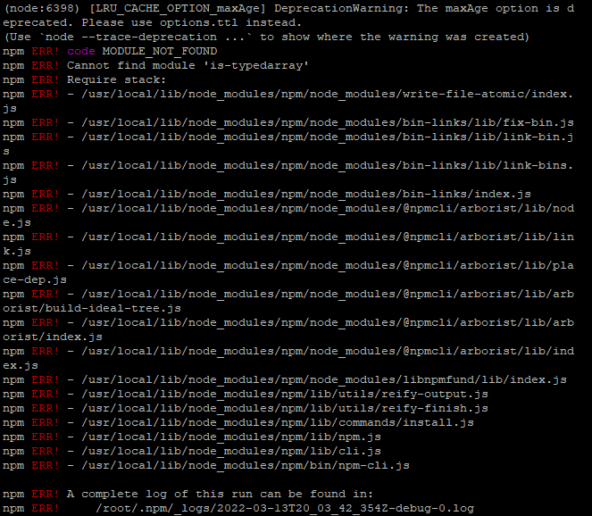 Cannot find module 'is-typedarray' · Issue #4559 · npm/cli · GitHub