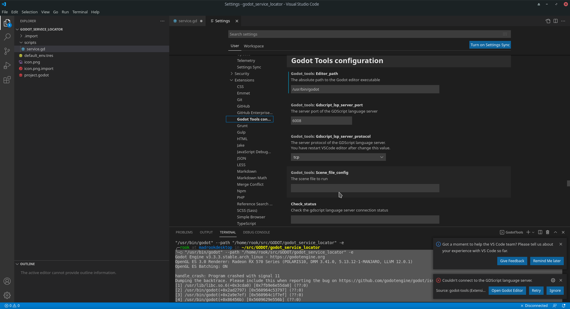 Godot Engine crashes when I edit code in VS Code · Issue #52401 · godotengine/godot · GitHub