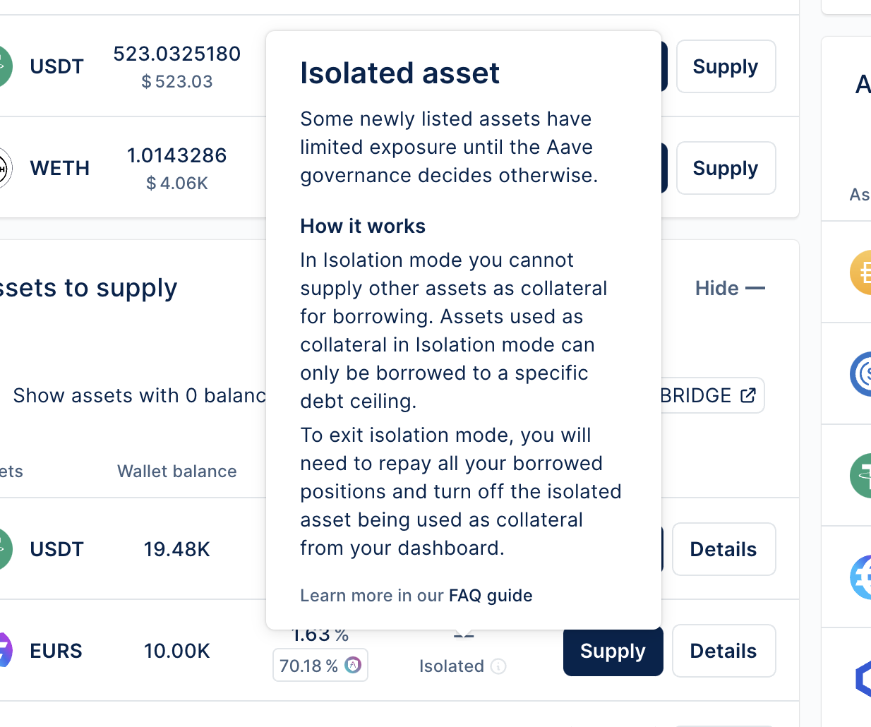 Tooltip Hover For Isolation Mode Is Too Much Text · Issue 214 · Aave Interface · Github