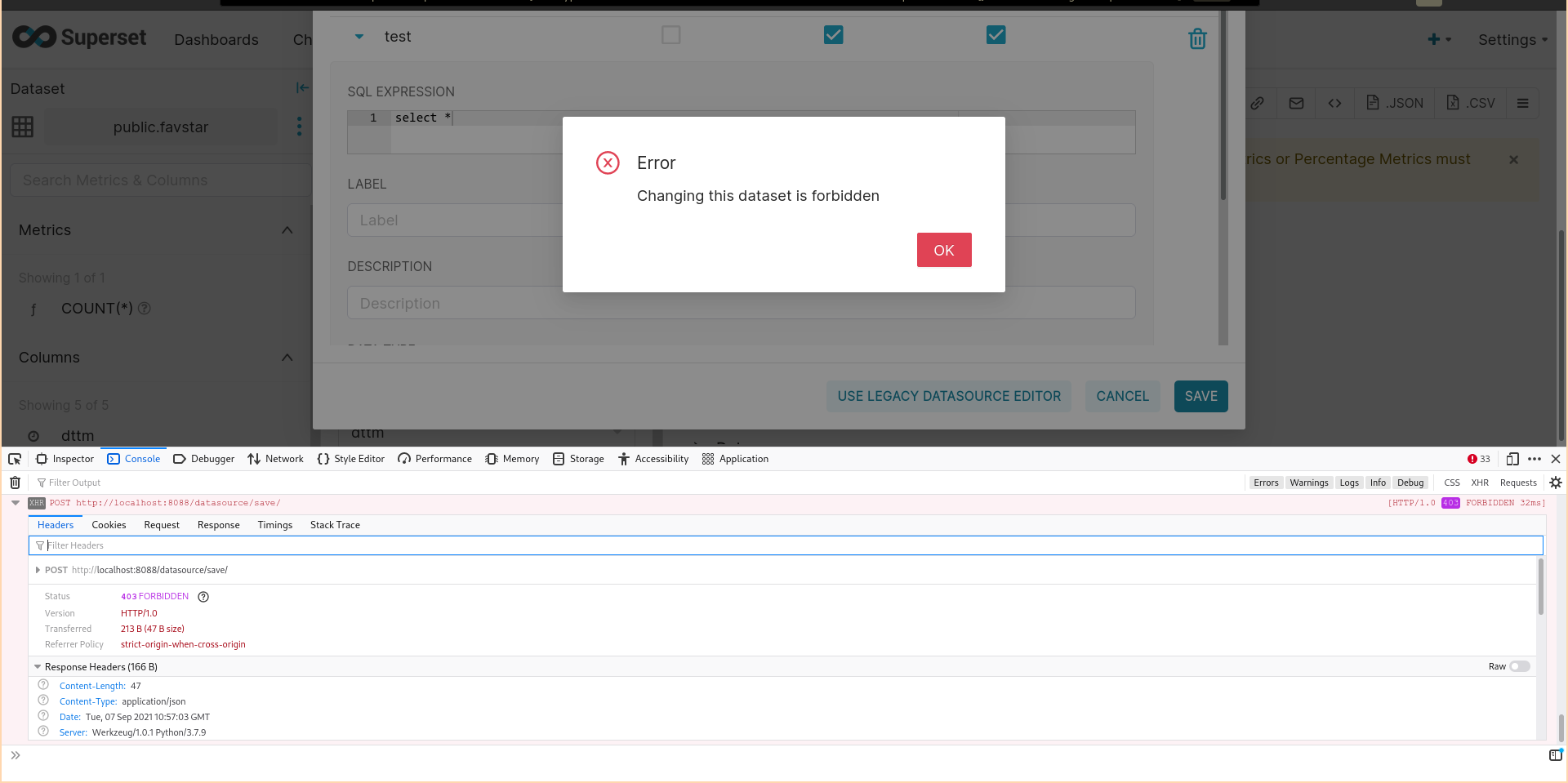 Changing this dataset is forbidden -- no matter what access granted · Issue #16616 · apache ...