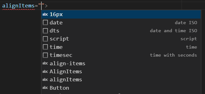 Possible literal values are not completed unless using `{'...'}` syntax when using `$$restProps ...