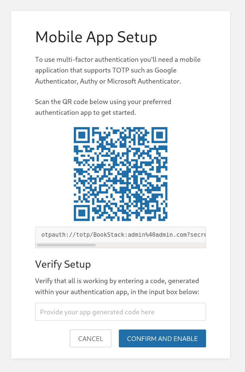 Show the setup parameters when setting up a TOTP device (not only in QR ...