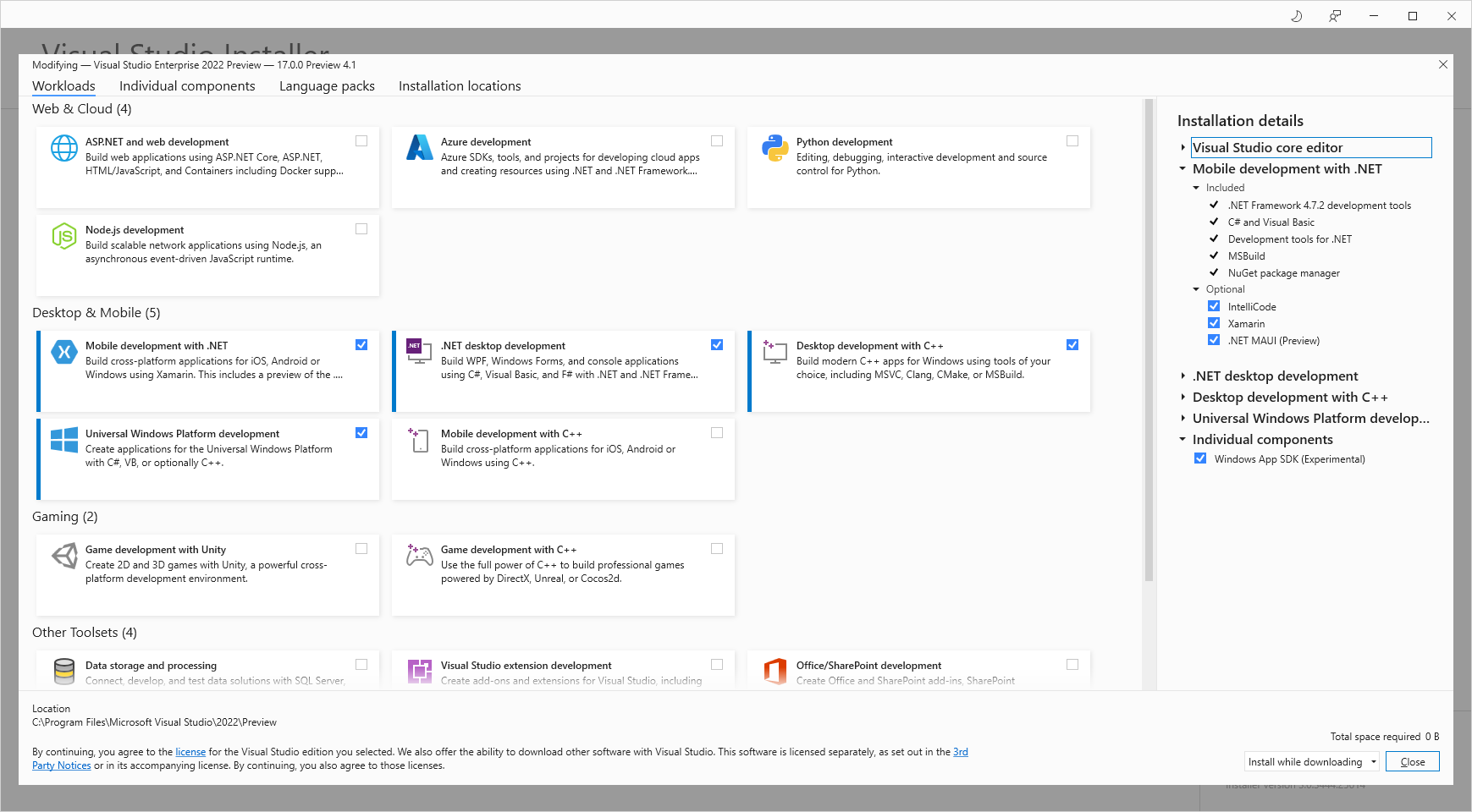 [Bug] Visual Studio 2022 Preview 4.1 - The project doesn't know how to run the profile Windows ...
