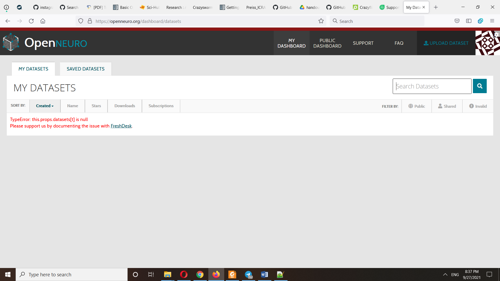 My dashboard bugs · Issue #2359 · OpenNeuroOrg/openneuro · GitHub