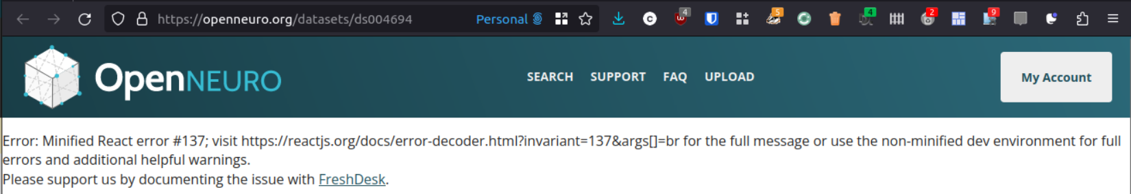 Misformed HTML in README results in react error · Issue #2873 · OpenNeuroOrg/openneuro · GitHub
