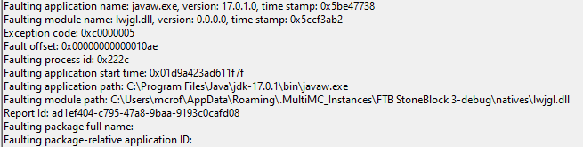 Stoneblock3 crash with STATUS_ACCESS_VIOLATION · Issue #3541 · FTBTeam/FTB-Modpack-Issues · GitHub