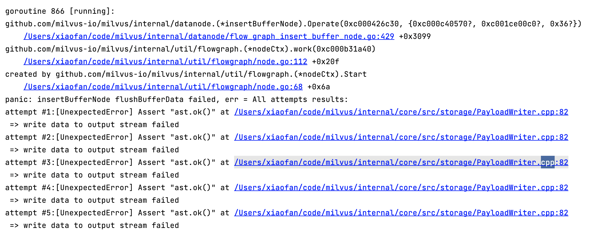 [Bug]: Payload Writer can not be run on Mac · Issue #19162 · milvus-io/milvus · GitHub