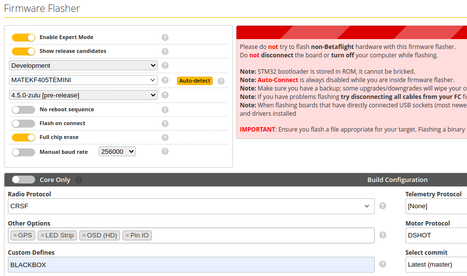 Cloud Build Not Working Blackbox As Custom Define Needed · Issue 12503 · Betaflight