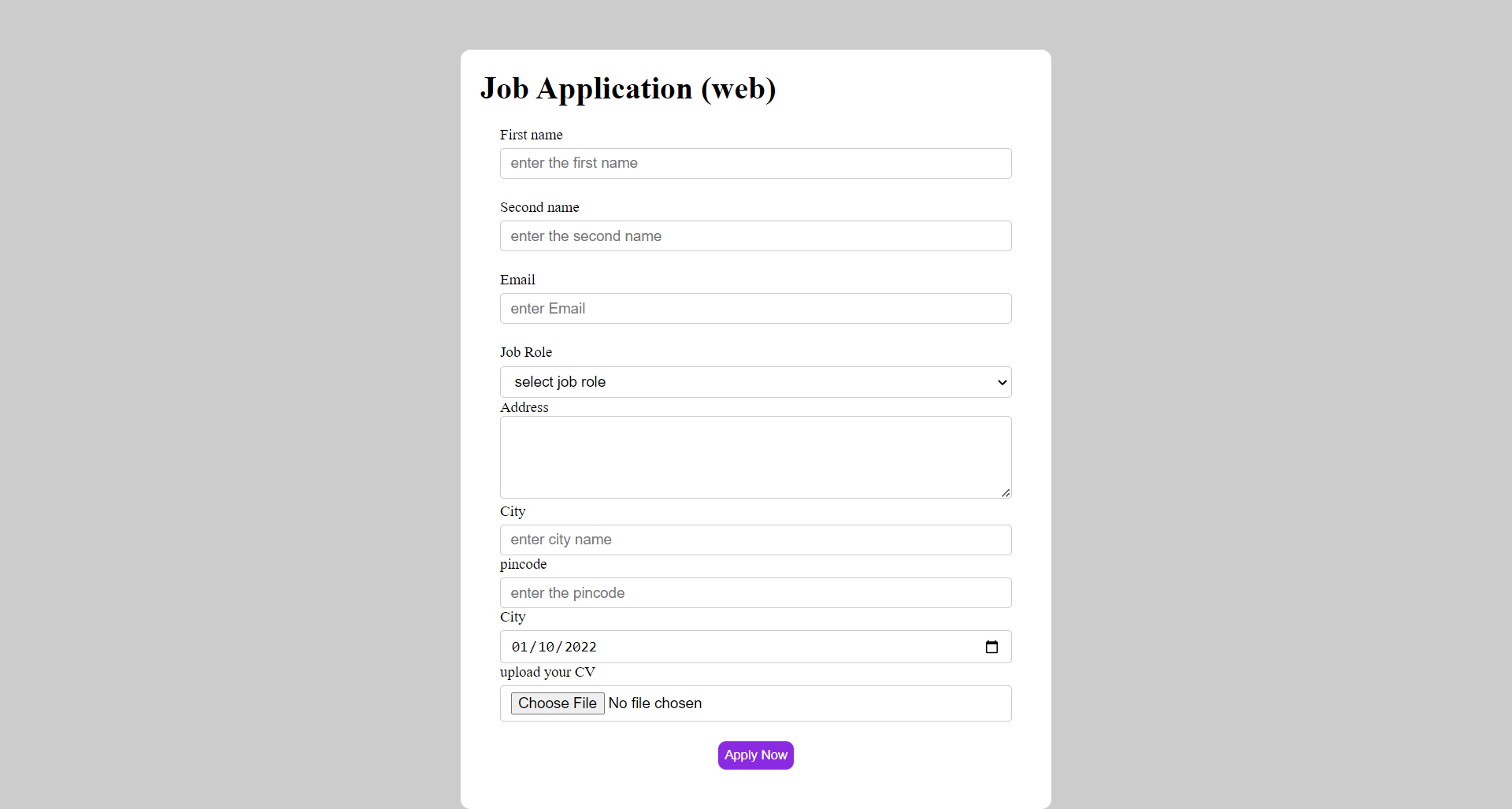 GitHub - ojha27/job-application-form