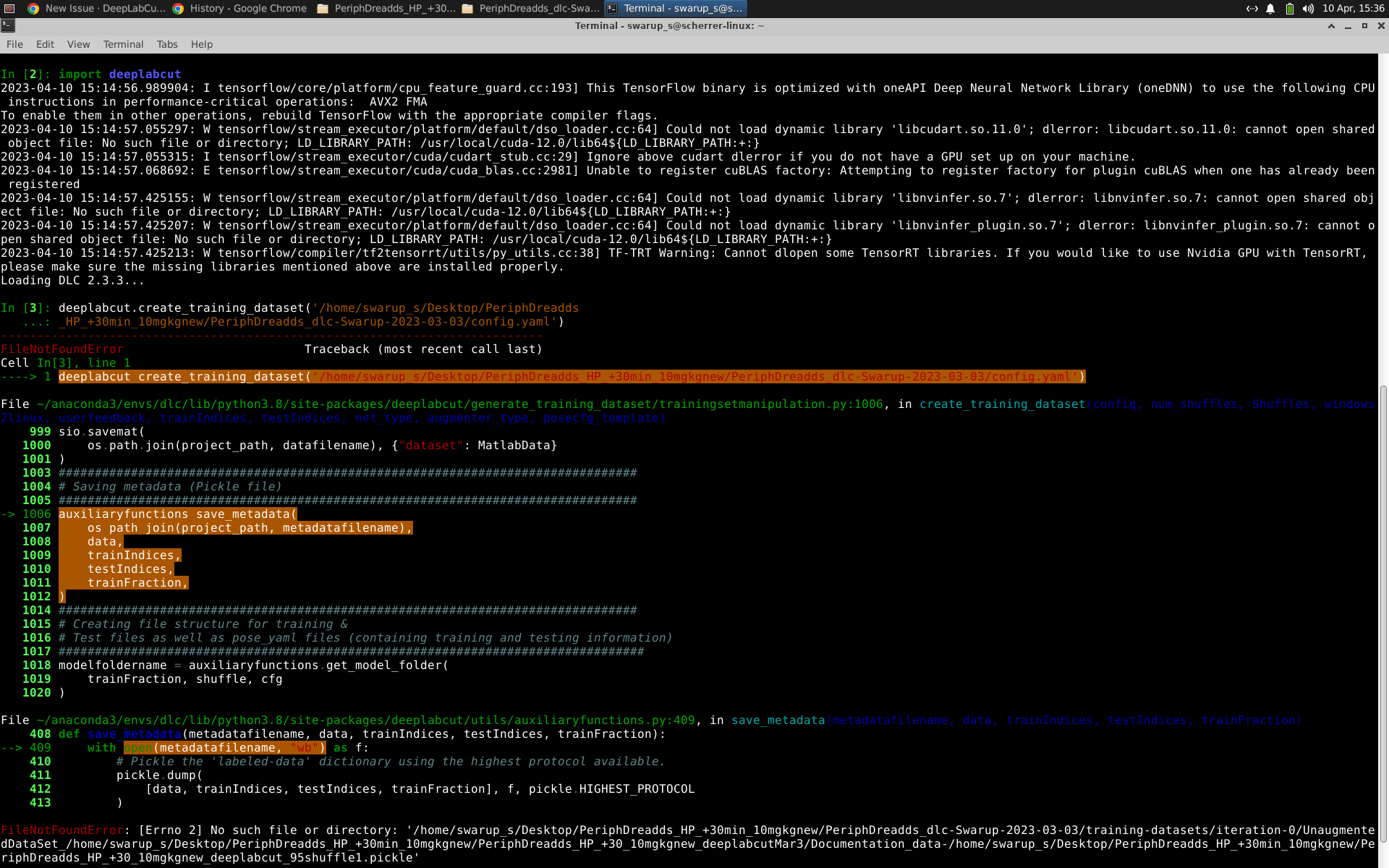 Filenotfound Error With Createtrainingdataset And Documentationdata Folder · Issue 2201