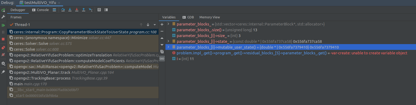 invalid memory address when referring parameter_block by residual_block inside Ceres · Issue ...