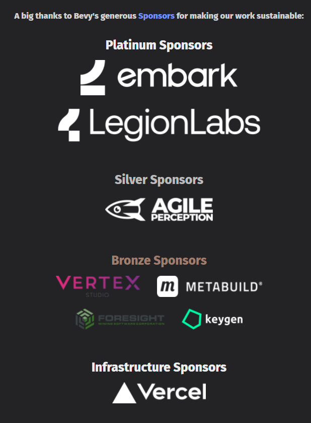 Add infrastructure sponsor tier and add vercel to that category by IceSentry · Pull Request #324 ...