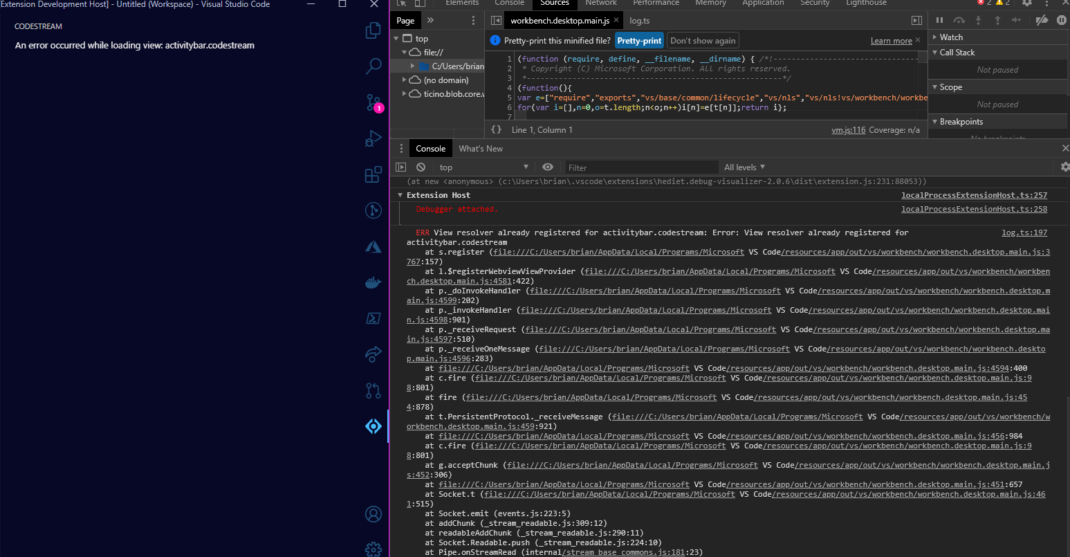 ERR: View resolver already registered for · Issue #108555 · microsoft/vscode · GitHub