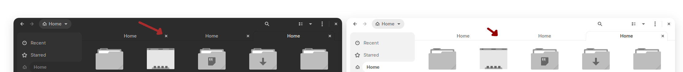 Close button for inactive tabs are not visible in Nautilus' light theme · Issue #100 ...