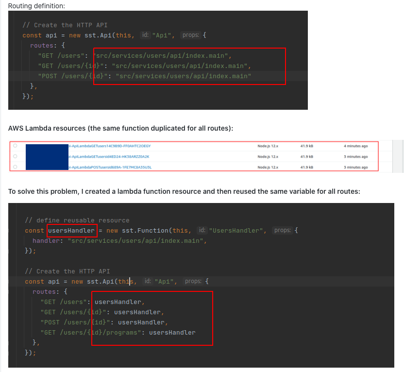 Create 1 Lambda function if multiple Api routes have the same handler ...